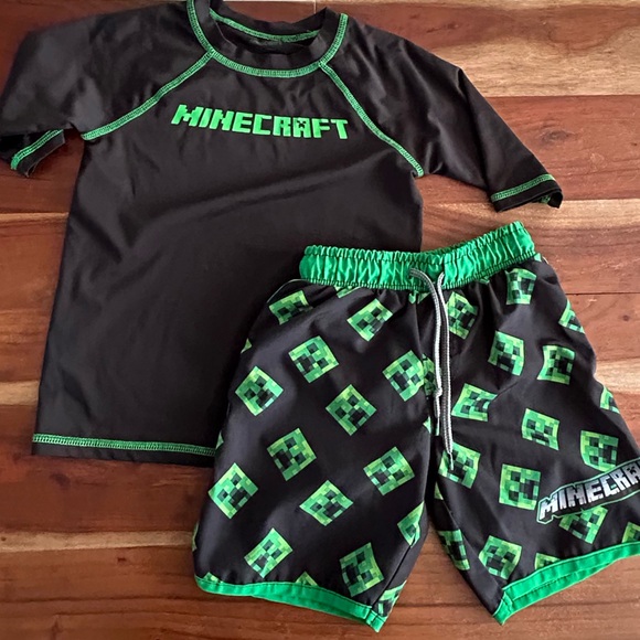 Swim | Minecraft Boys Swim Set Rashguard And Trunks | Poshmark